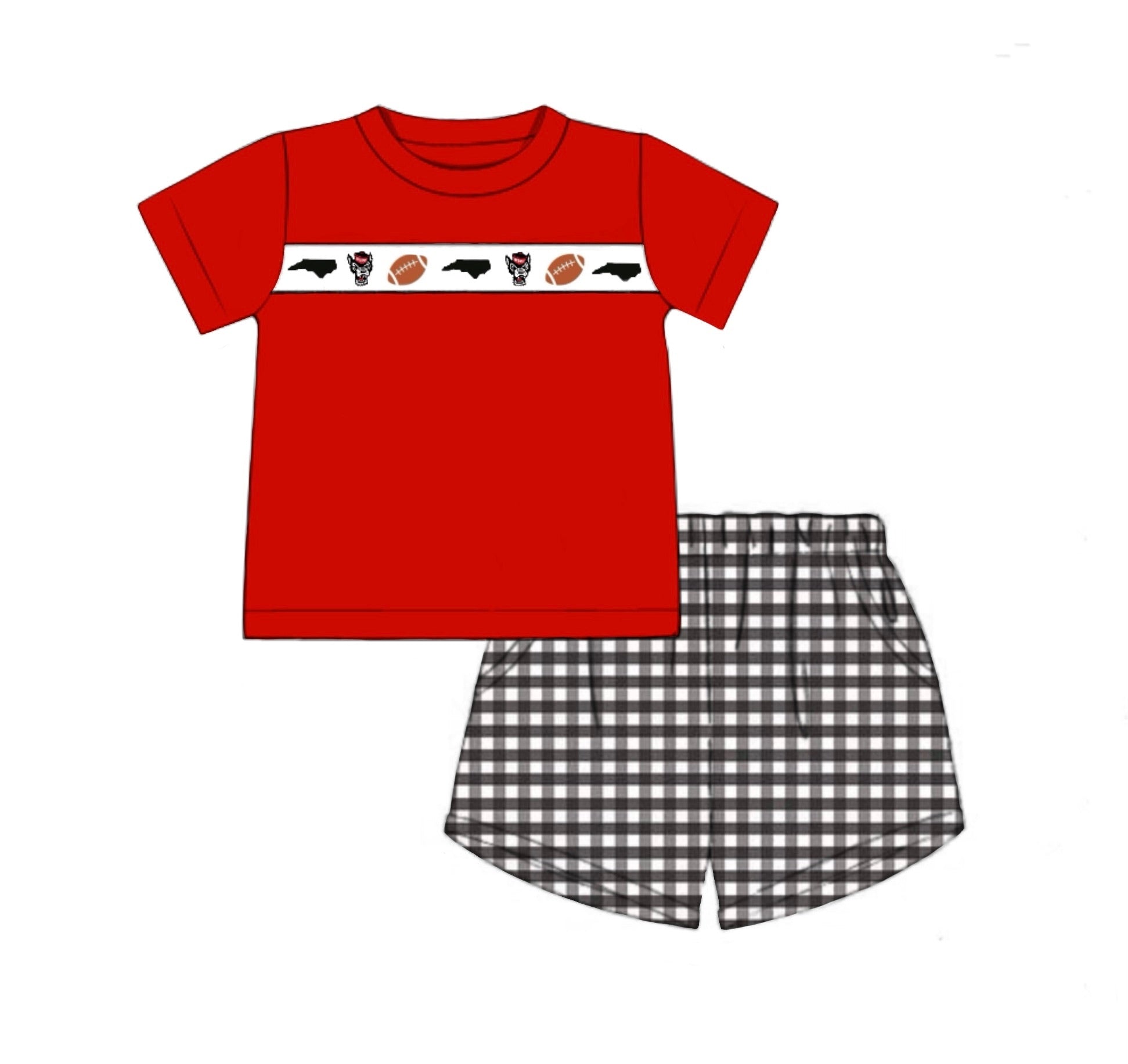 PO75 Black/Red Howl School Ribbon Boy Short Set